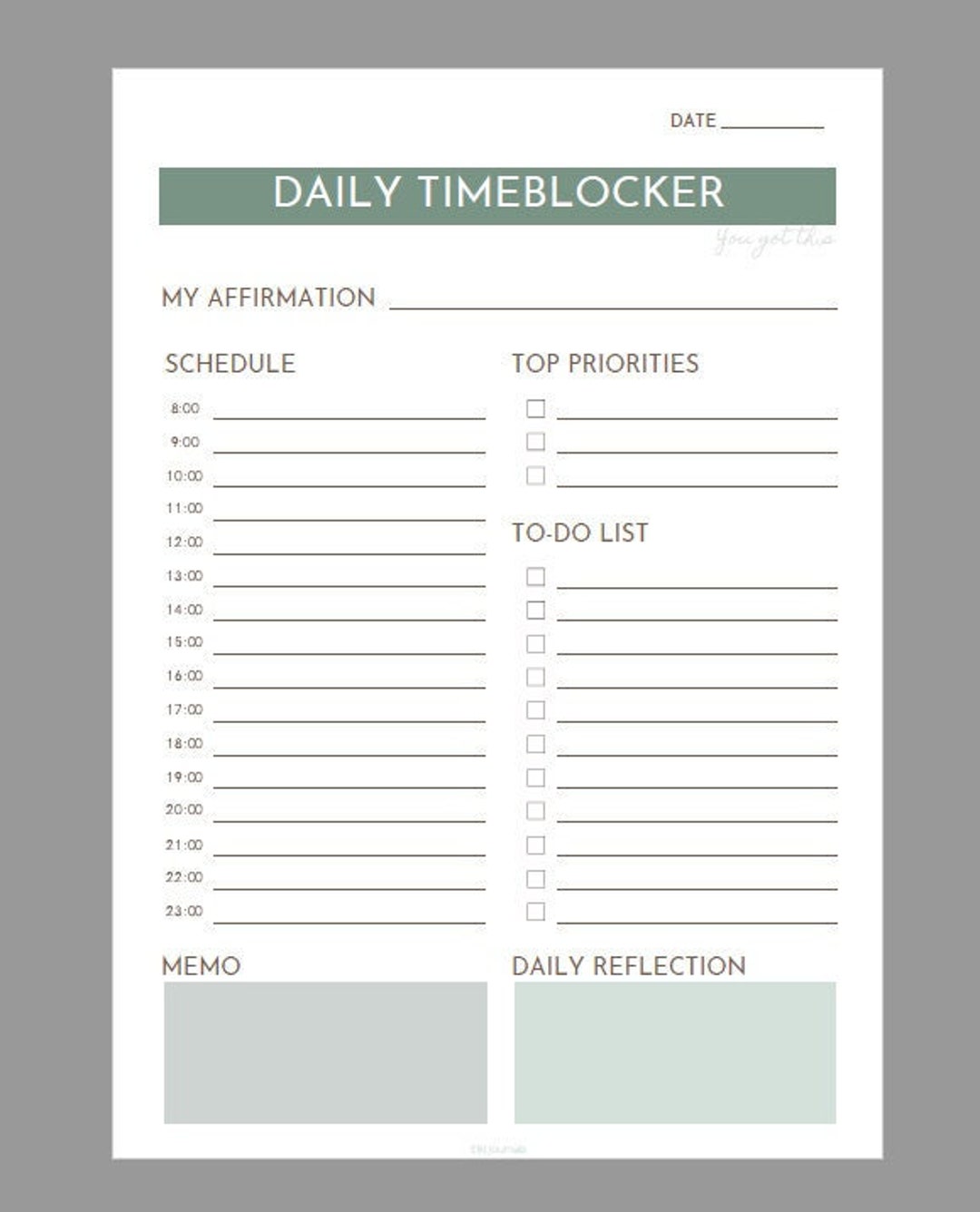 Daily Time Block Planner Daily Planner to Do List PDF Digital Download ...