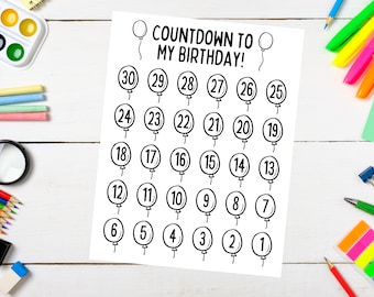Birthday Countdown Calendar - Etsy