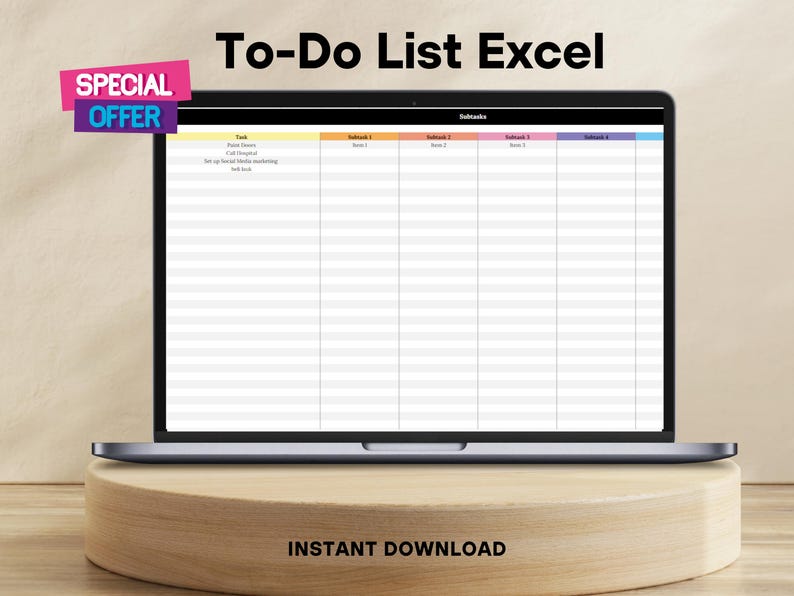Digital To-do List Excel Template Task Tracking Excel Spreadsheet ...