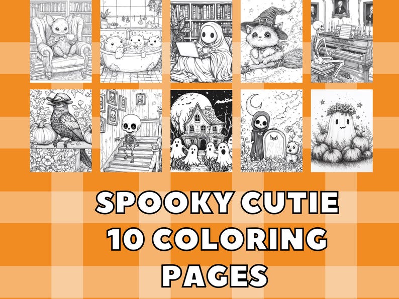 Spooky Cutie Coloring Pages Set of 10 Cute and Comfy Halloween Coloring ...