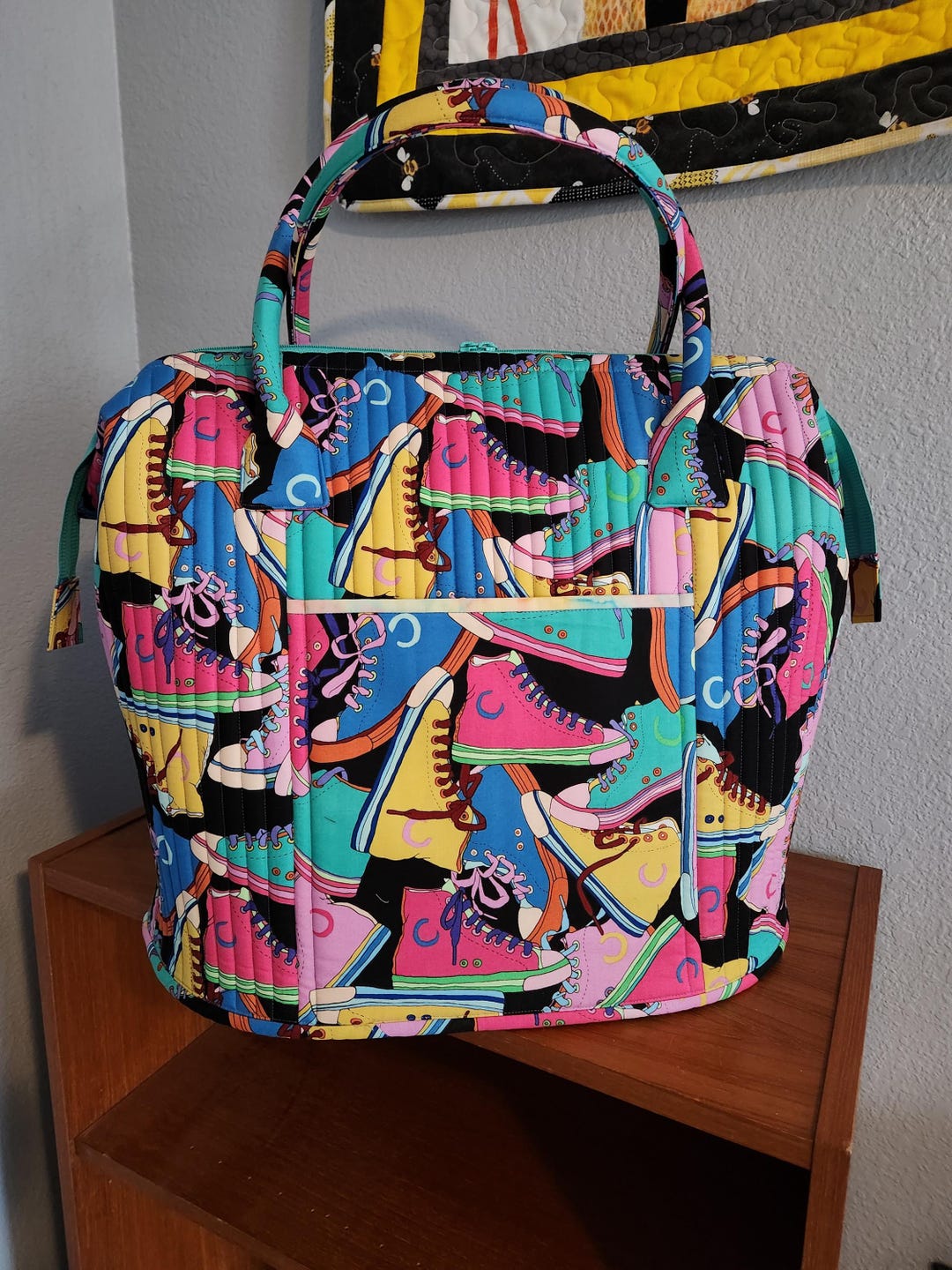 Quilted Sneaker Fabric Large Poppins Bag Made by Gorgeous Bags by ...