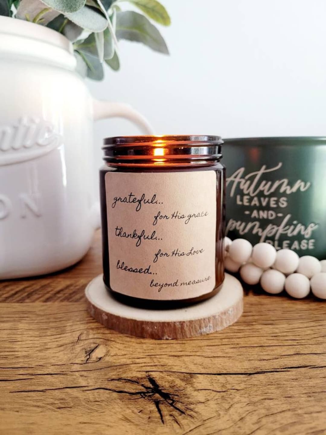 Grateful Thankful Blessed Candle, Christian Candle for Friend ...