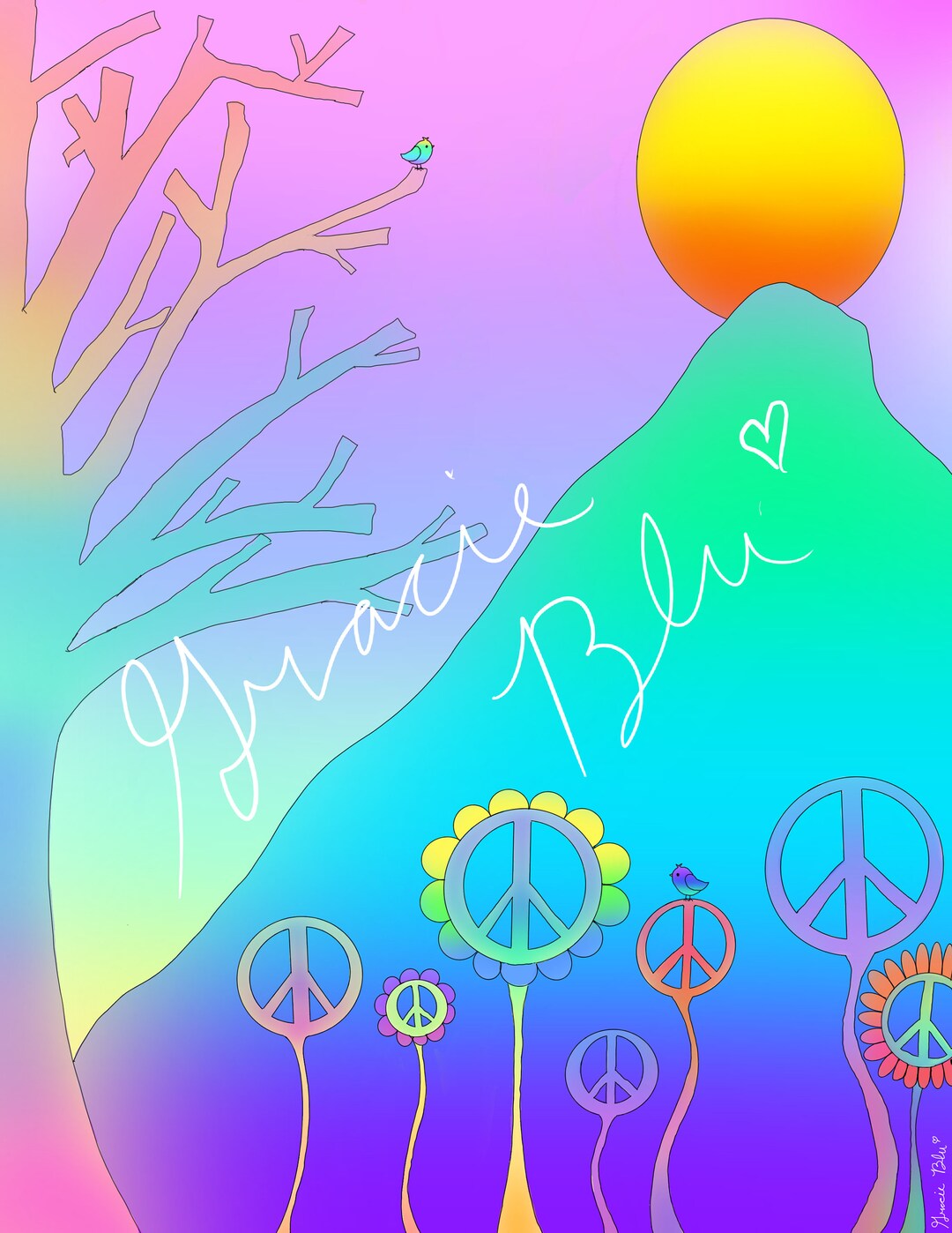 Planting Peace - Digital Printable Wall Art, Peaceful Art, Pastel Wall ...