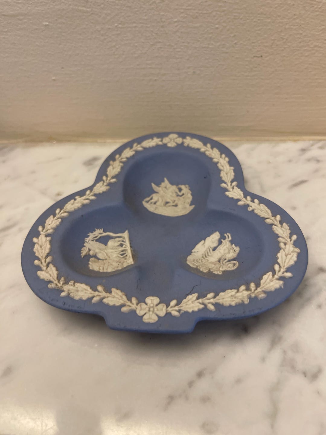 Wedgwood Jasperware Blue Clover Shaped Pin Dish, Trinket Dish, Vintage ...