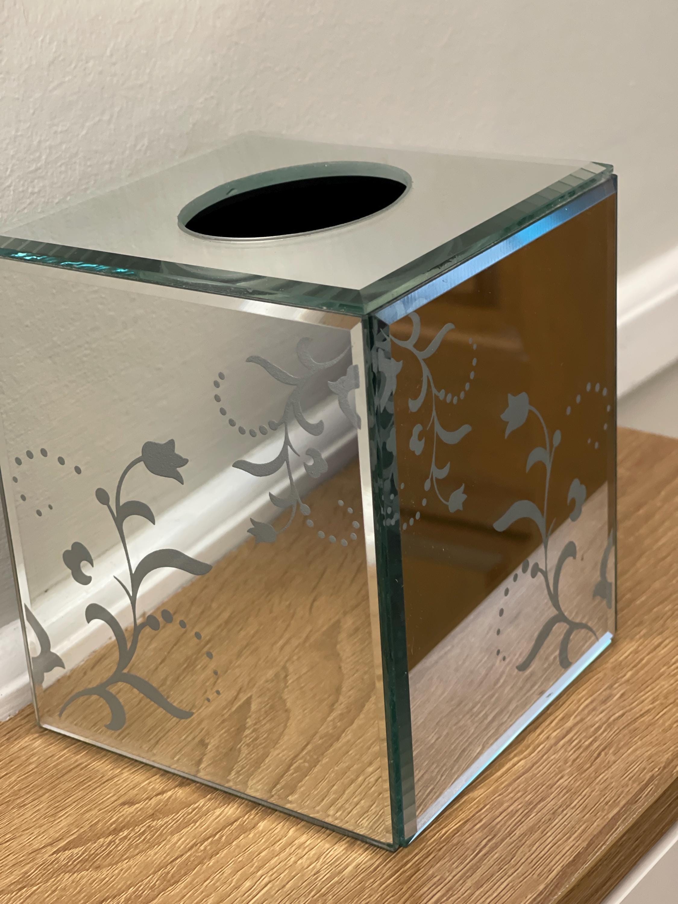 Venetian Mirrored Glass Cube Tissue Box Holder - Etsy