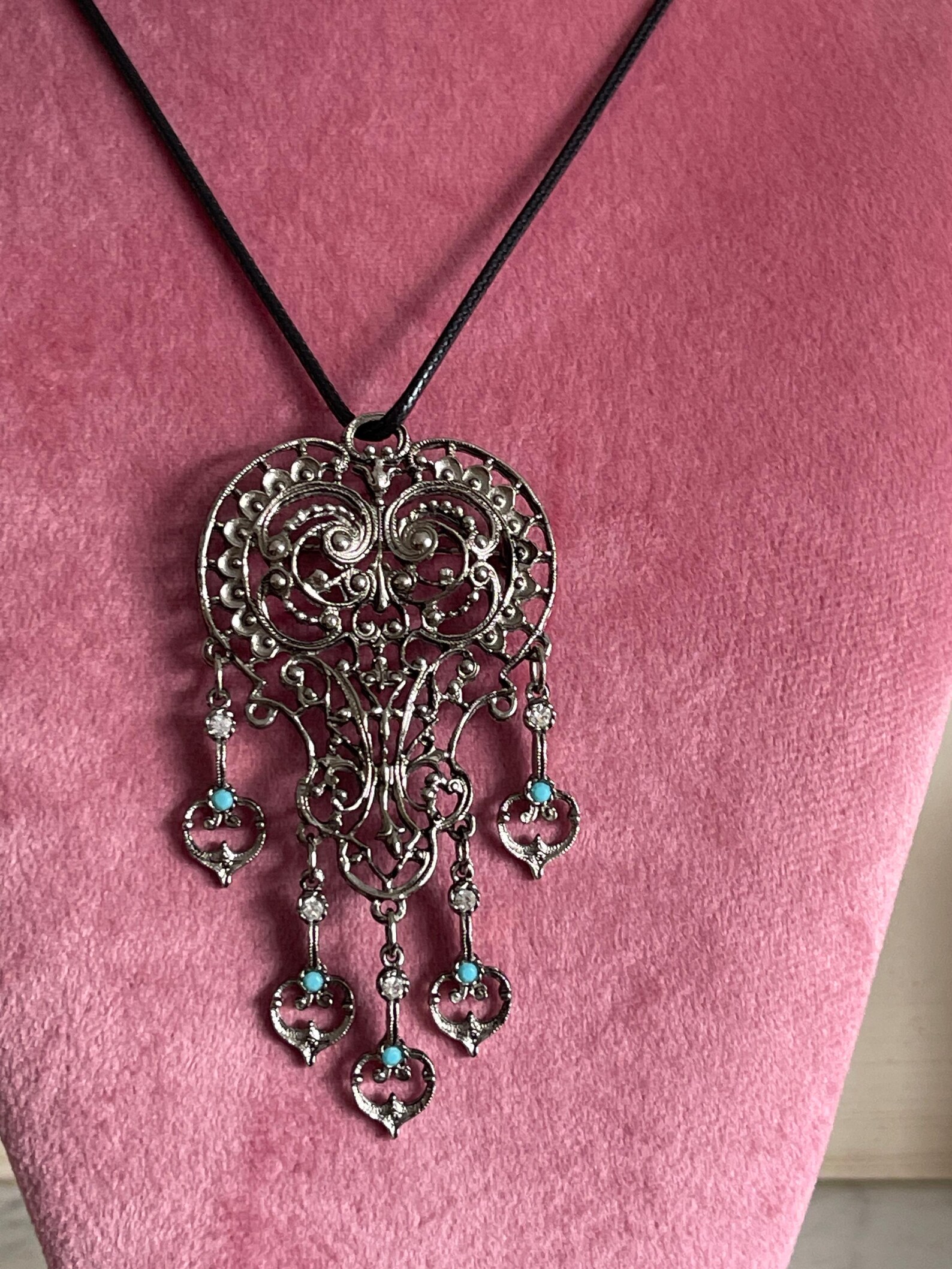 Vintage Sliver Tone and Blue Stone Brooch , Pendant , Frank Usher ...