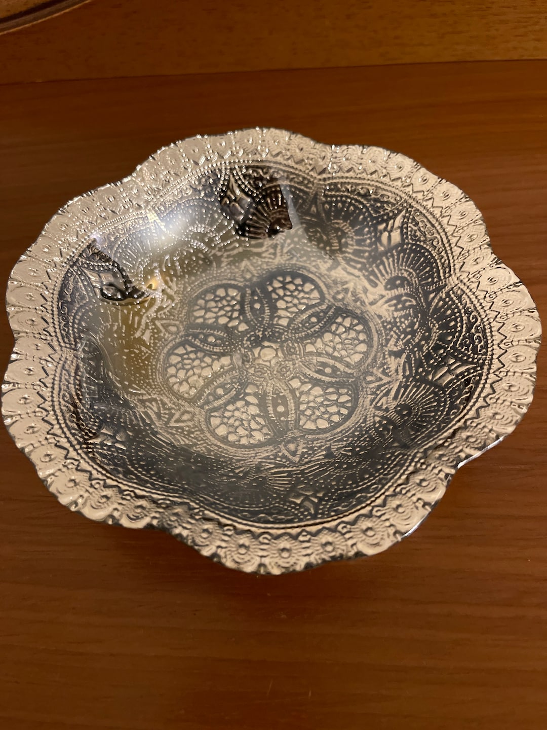 Azzurra Handmade Silver Glass Bowl, Silver Artvglass Bowl , Turkish Art ...