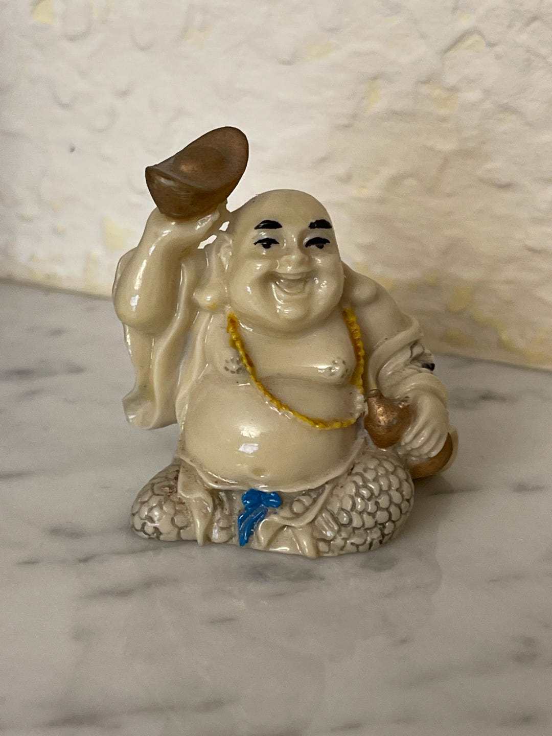 Laughing Hotei Buddha Figurine With Bag of Money, Good Luck Gift ...