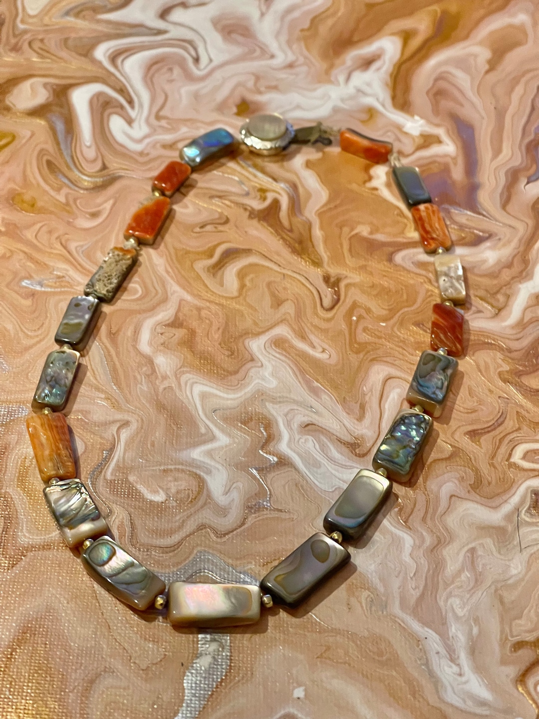 Abalone Shell Necklace, Vintage Shell Necklace, 1980s Vintage, Shell ...