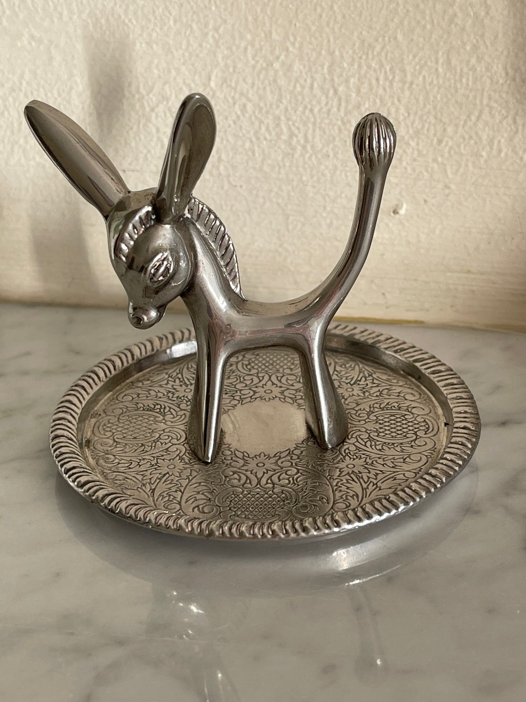 Vintage Ring Holder, Silver Plated Donkey Ring Holder, Trinket Tray ...