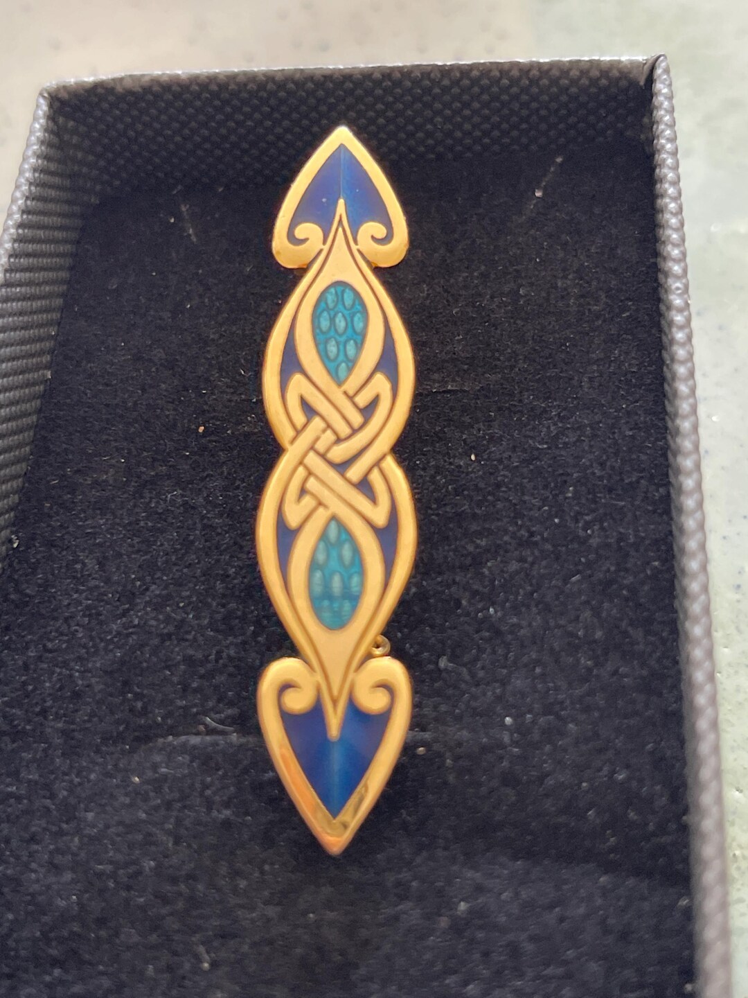 Vintage Cloisonné Celtic Knot Enamel Brooch Scottish Style Brooch