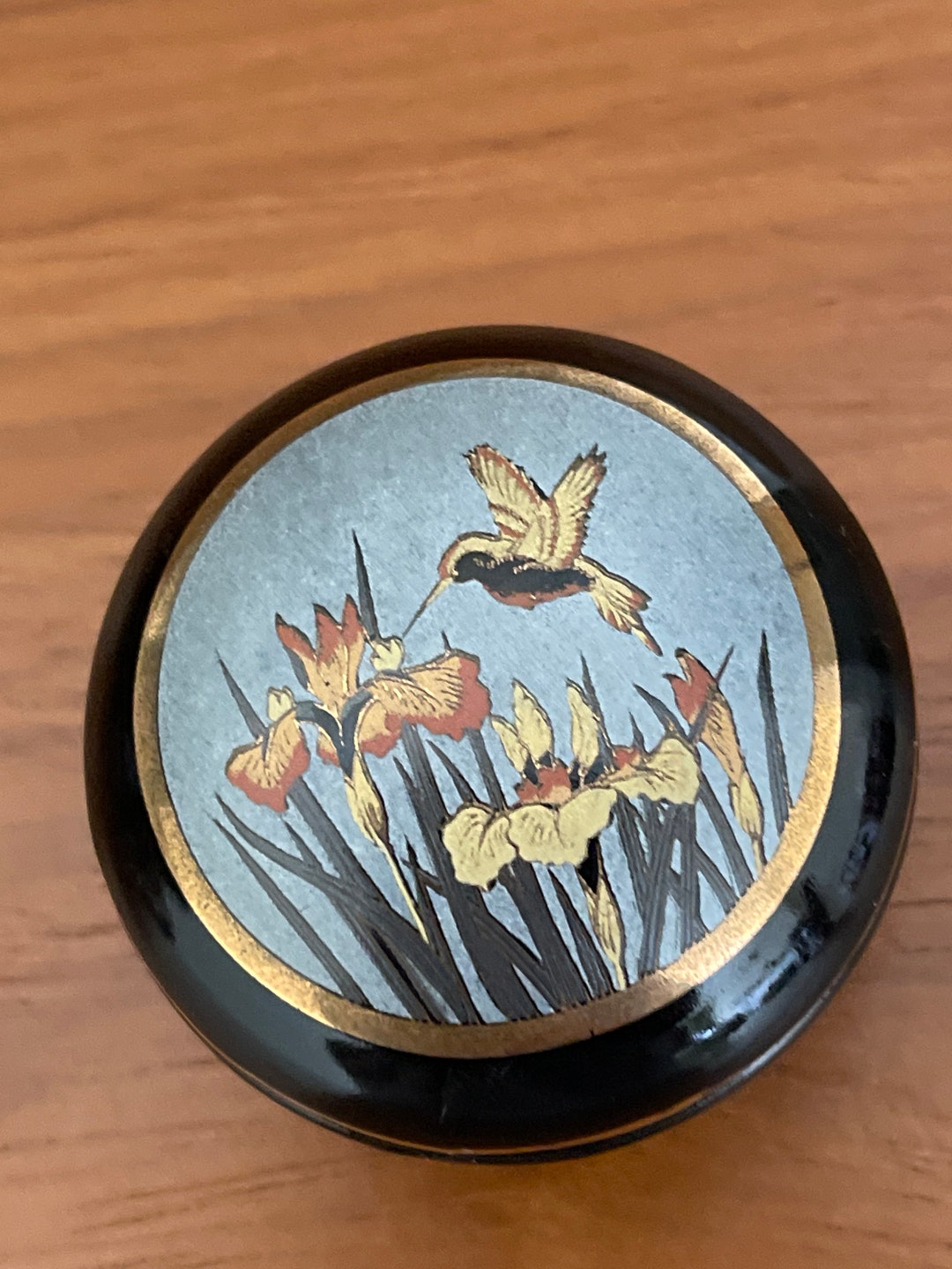 Vintage the Art of Chokin Porcelain Decorative Trinket Box With Humming ...