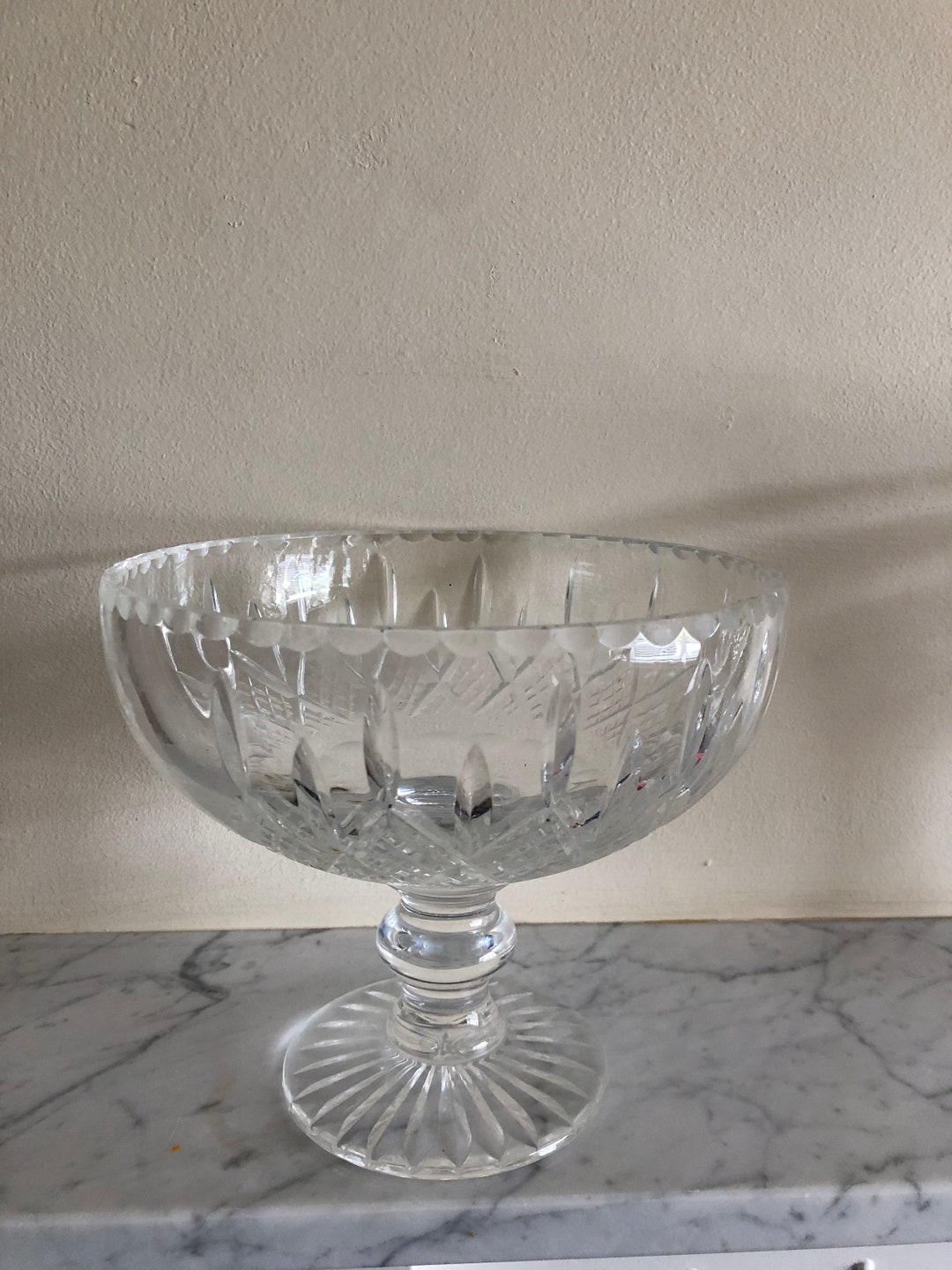 Vintage Crystal Fruit Dish , Large Crystal Glass Dish , Table Centre ...