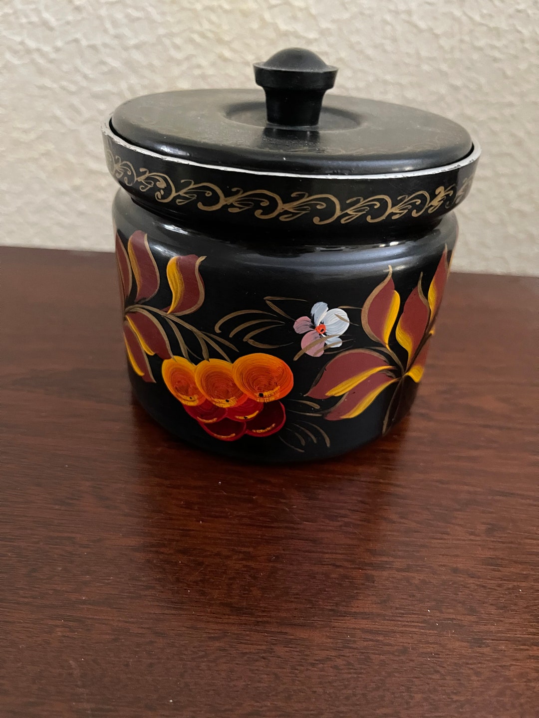 Vintage Hand Russian Folk Art Storage Jar - Etsy