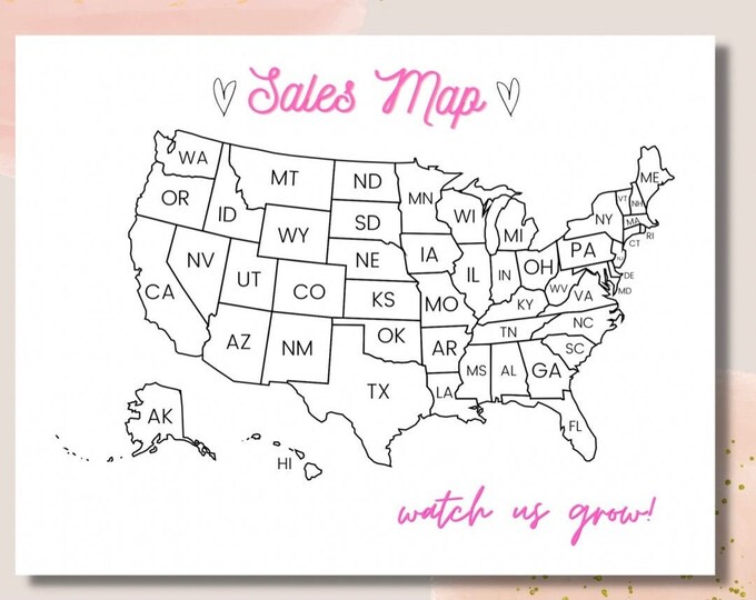 Sales Map / Printable Map / Digital Download / Small Business - Etsy