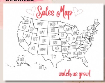 Sales Map / Printable Map / Digital Download / Small Business - Etsy
