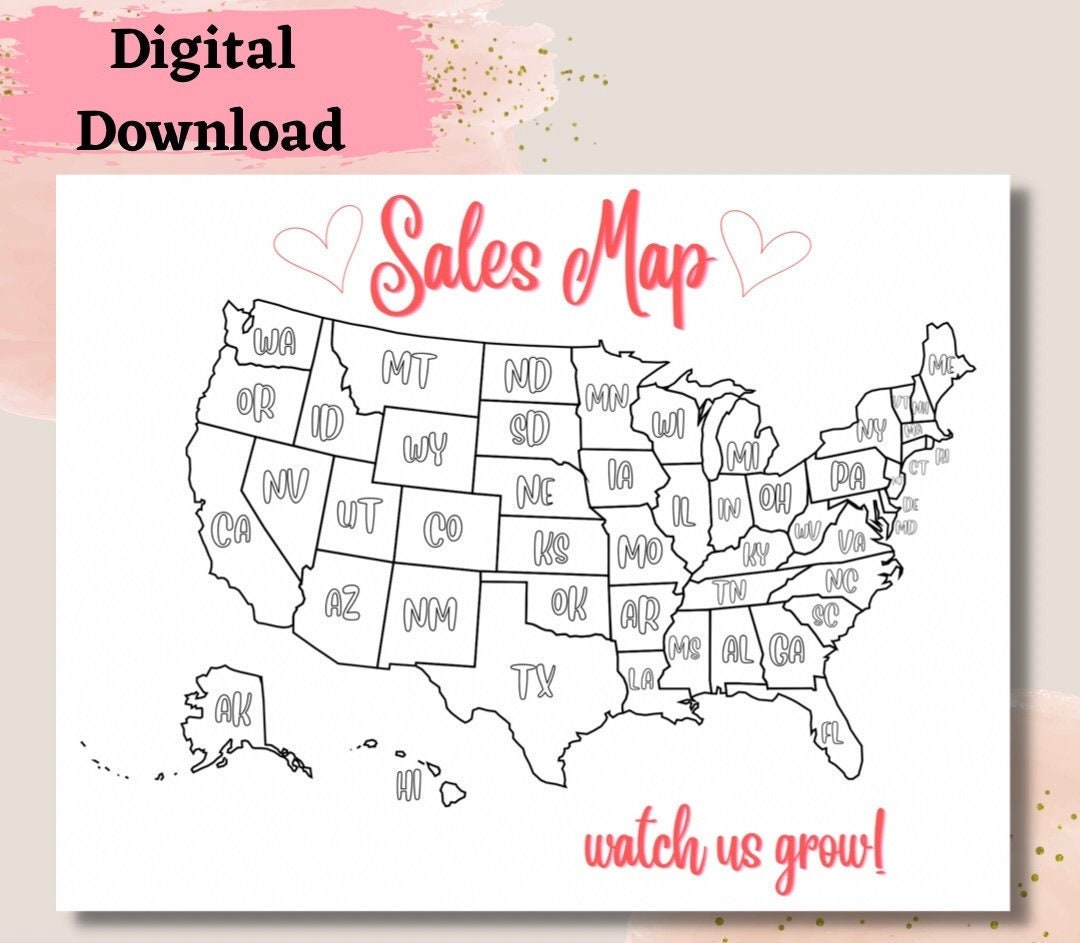 Sales Map / Printable Map / Digital Download / Small Business - Etsy