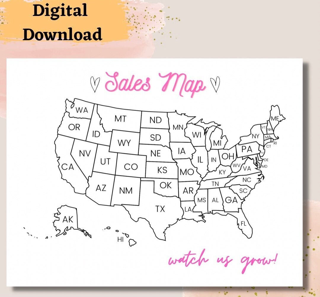 Sales Map / Printable Map / Digital Download / Small Business - Etsy