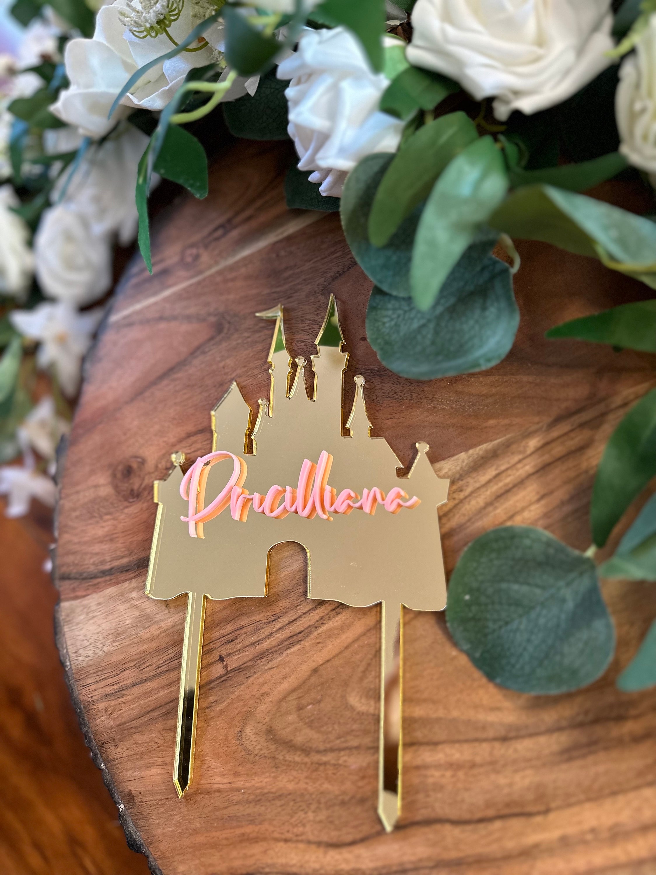 Castle Cake Topper Princess Cake Topper Gold Castle Cake - Etsy