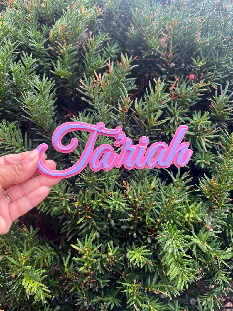 Double Layered Name Cake Charm, Two Colored Name Plate for Cake, Cake ...