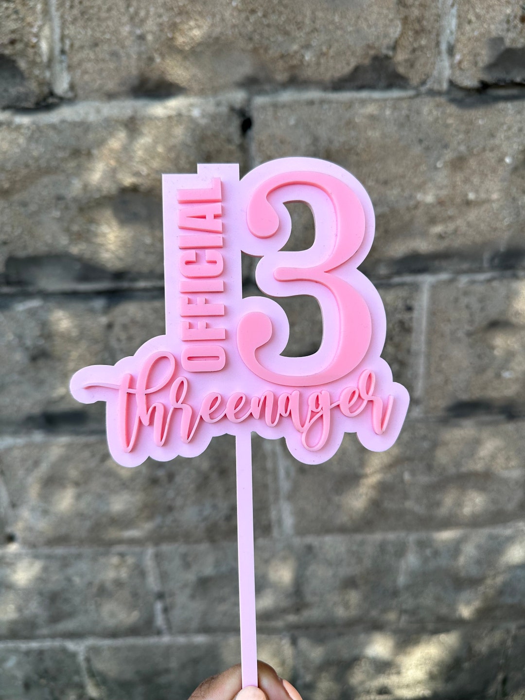 Threenager Cake Topper, Three Year Old Cake Topper, Pink Monochrome ...