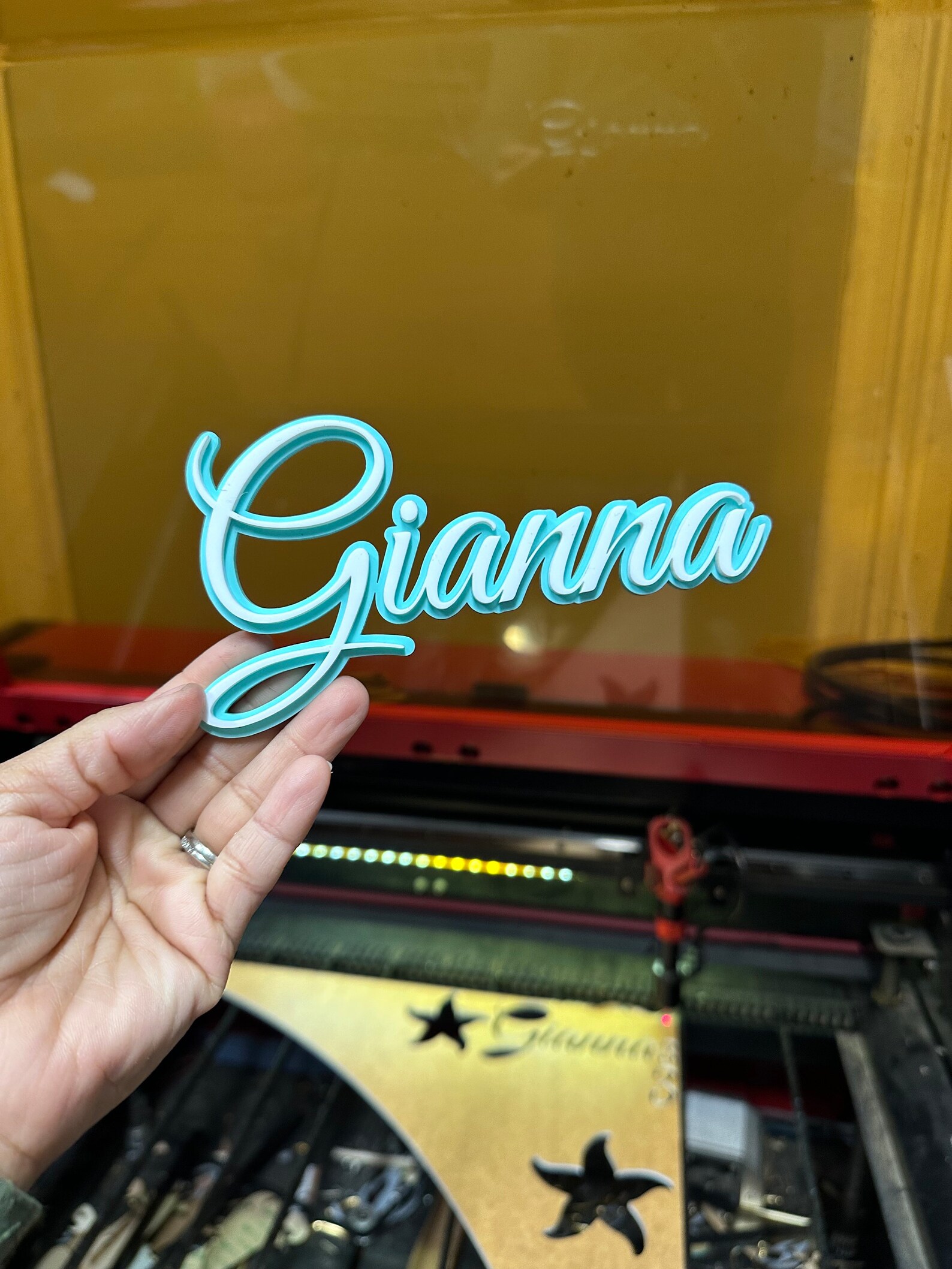 Double Layered Name Cake Charm, Two Colored Name Plate for Cake, Cake ...