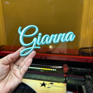 Double Layered Name Cake Charm, Two Colored Name Plate for Cake, Cake ...
