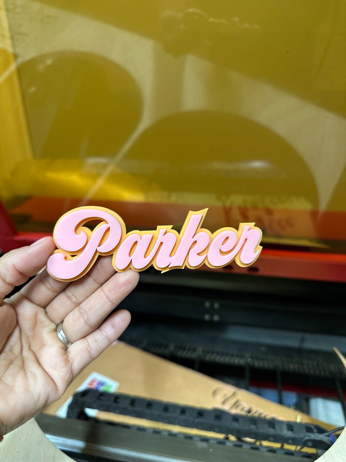 Double Layered Name Cake Charm, Two Colored Name Plate for Cake, Cake ...
