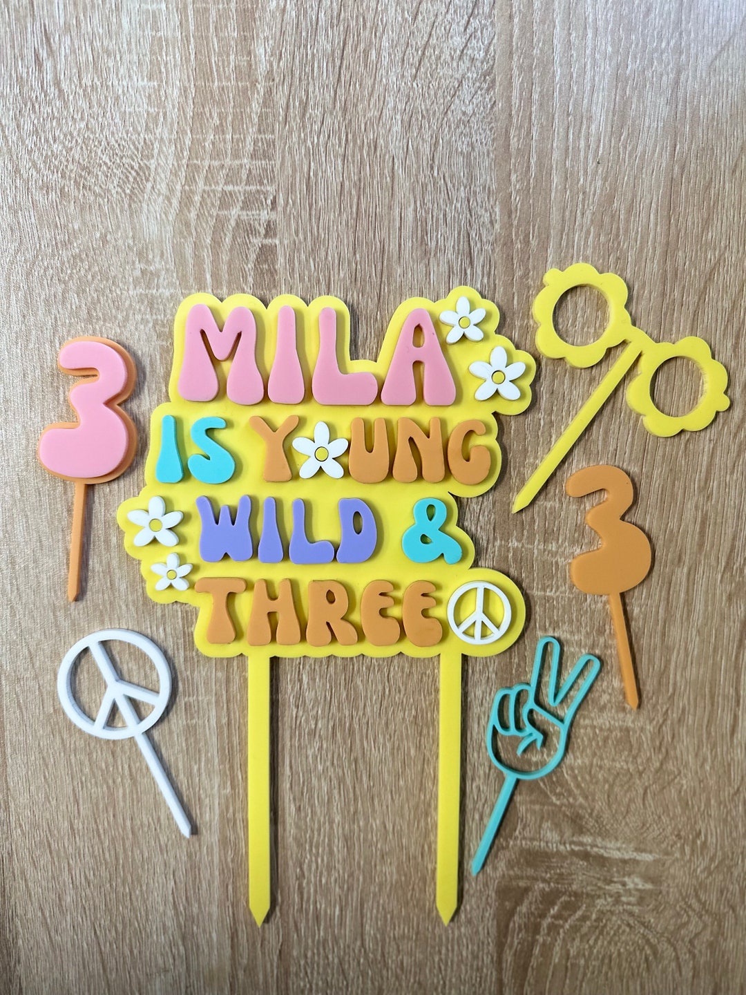 Groovy Cake Topper, 70s Cake Topper, Groovy Cake Topper, Peace Sign ...