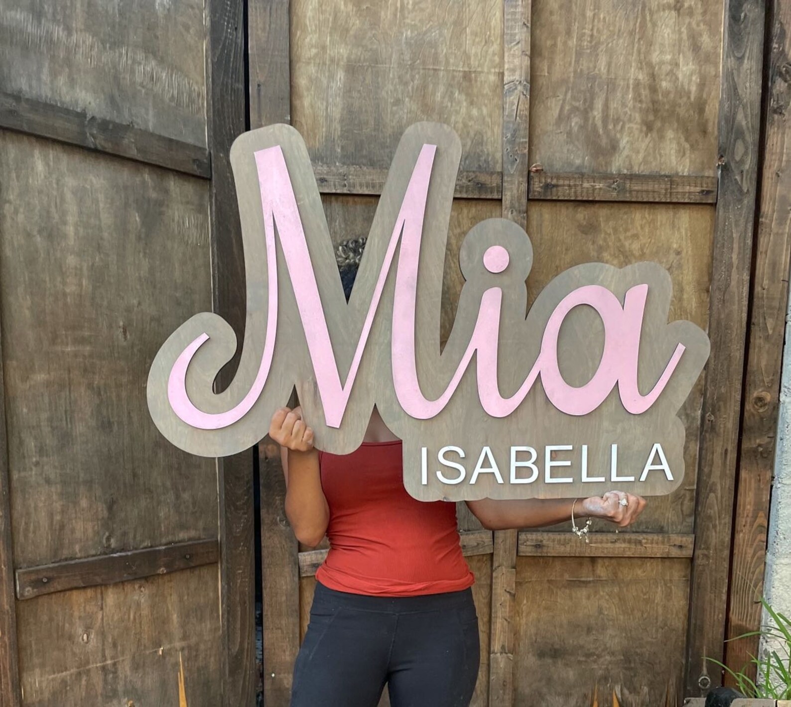 Large Wood Name Sign Nursery Name Sign Layered Name Sign Two Layers ...