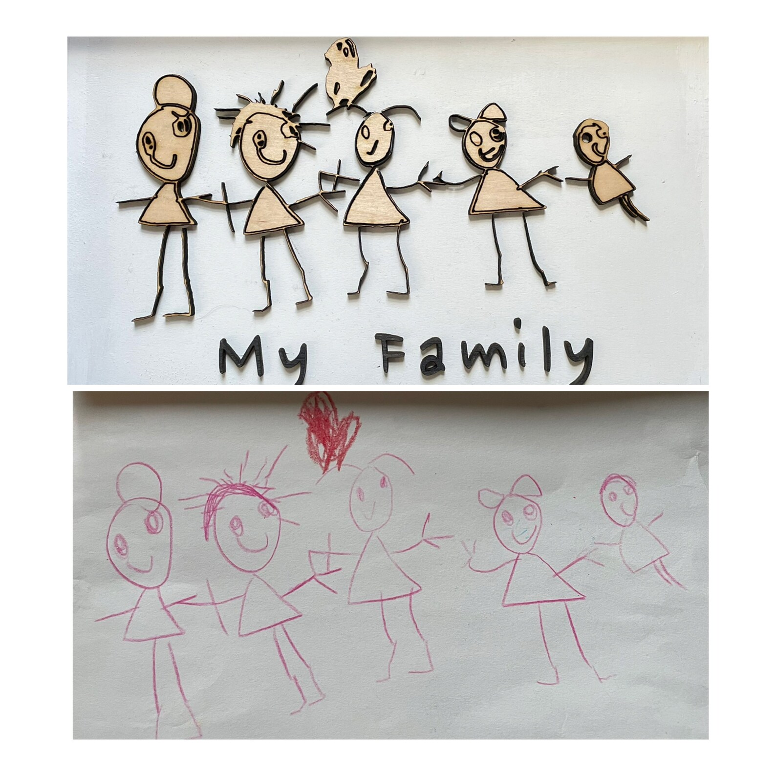 Medium Custom Wooden 3D Doodling, Childs Drawing Keepsake, Child’s ...