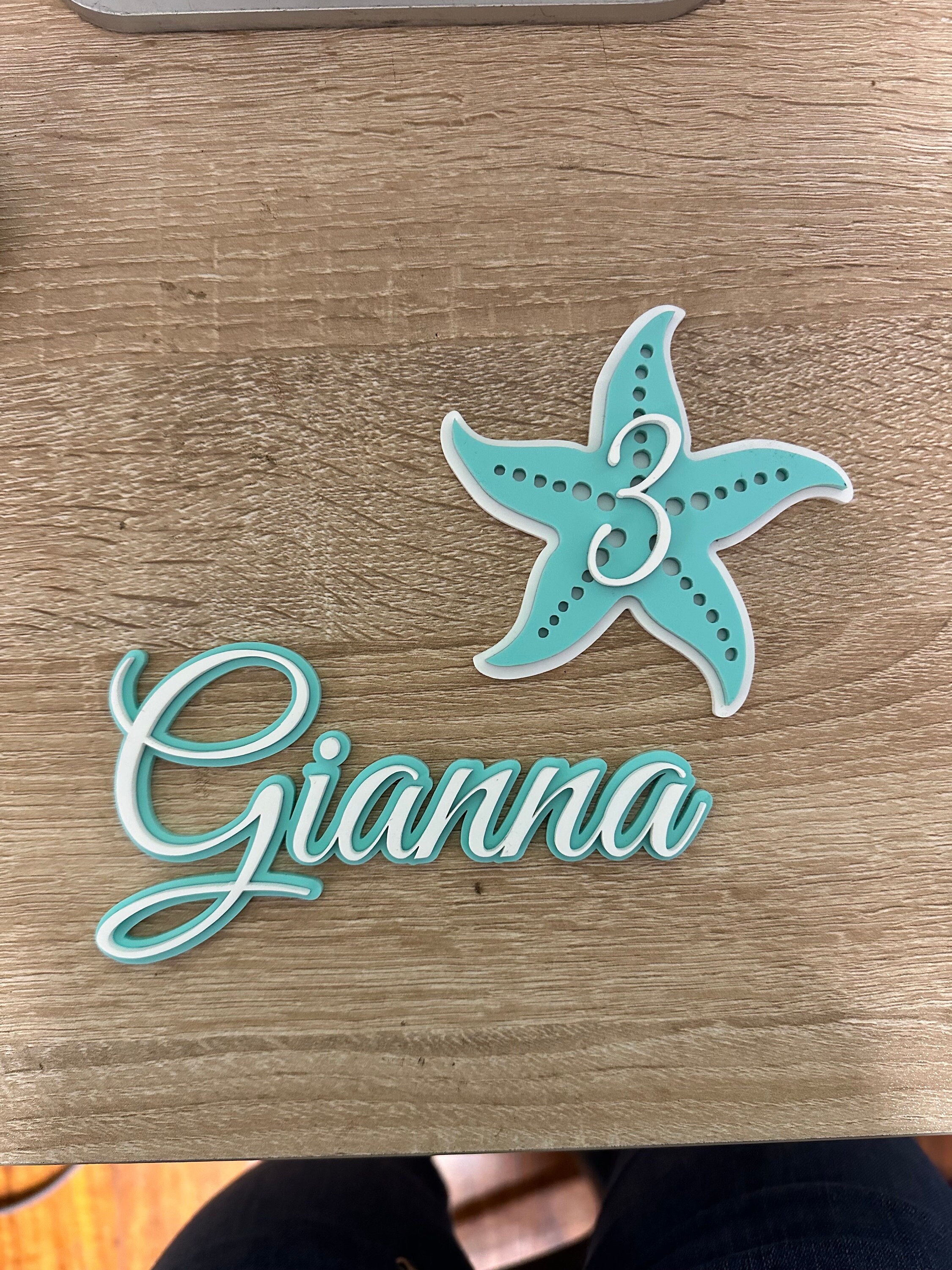 Double Layered Name Cake Charm, Two Colored Name Plate for Cake, Cake ...