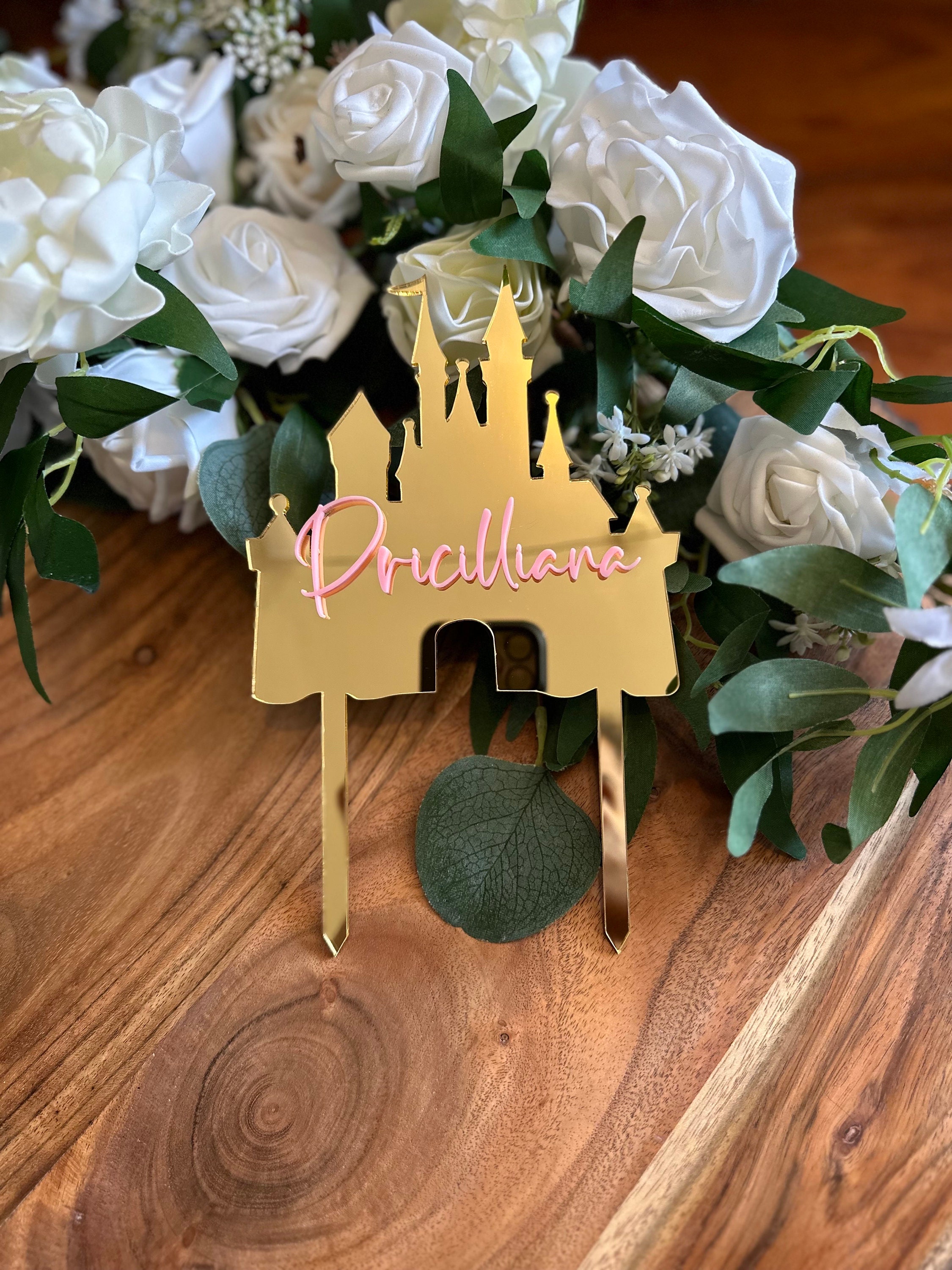 Castle Cake Topper Princess Cake Topper Gold Castle Cake - Etsy