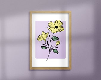Yellow Wildflower Prints, Ixeridium Flower, Colored Pencil Drawing ...