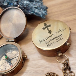 First Holy Communion COMPASS, Baptism Compass Gift, Engraved Compass ...