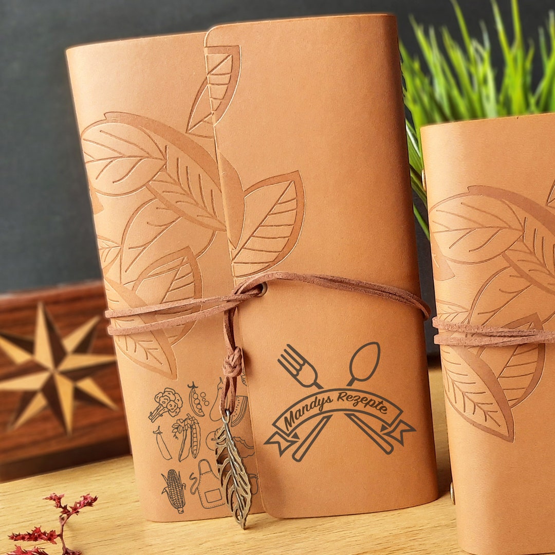 PERSONALIZED Leather Cookbook, Monogrammed Recipe Book, Kitchen Book ...