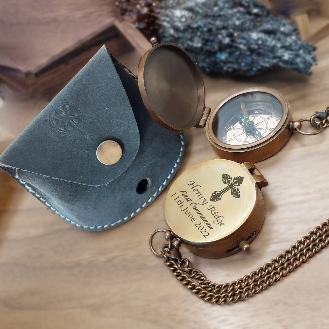 First Holy Communion COMPASS, Baptism Compass Gift, Engraved Compass ...