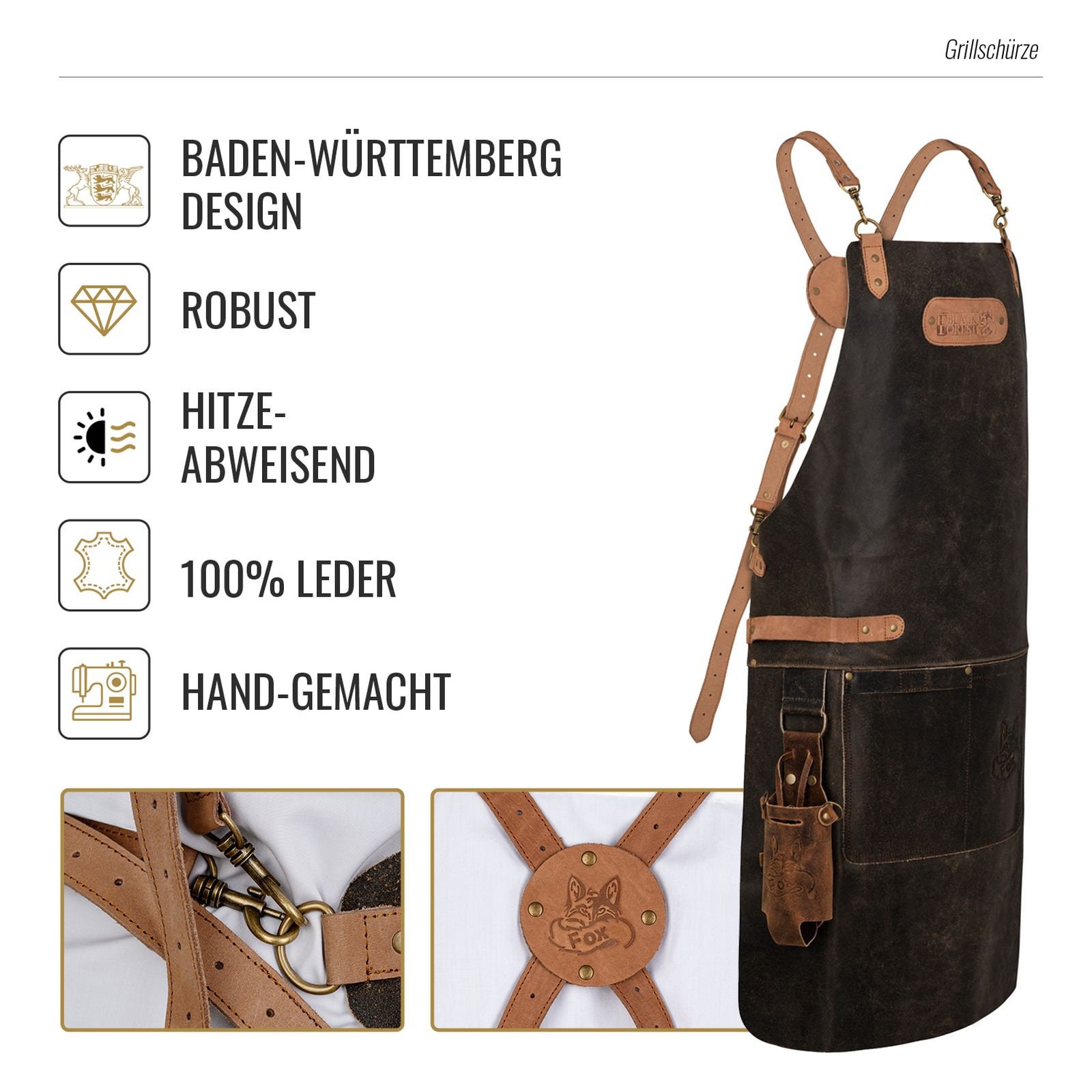 Black Forest Fox BUTCHER Barista Cracker Leather Apron BBQ and - Etsy