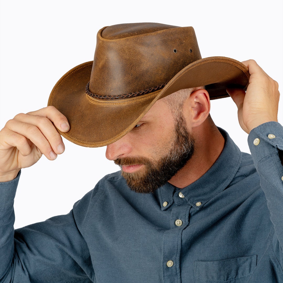 Western Cowboy Cowhide Hat Men JERO in 3 Colors - Etsy