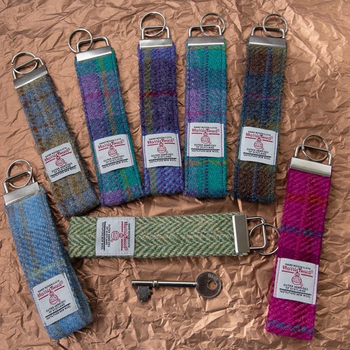 Harris Tweed Keyring // Scottish Wrist Key Fob // Bag Charm // - Etsy