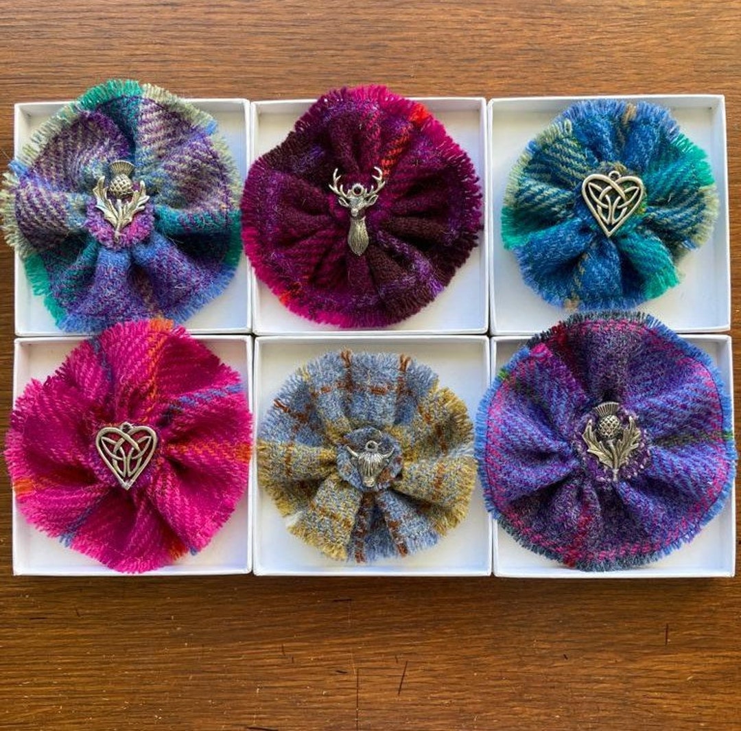Harris Tweed Brooch // Scottish Scarf Pin // Tartan Hat Pin // Shawl ...