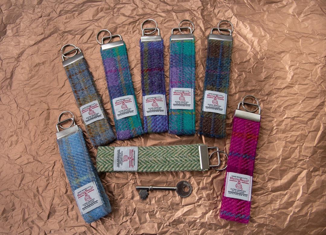 Harris Tweed Keyring // Scottish Wrist Key Fob // Bag Charm // Highland ...