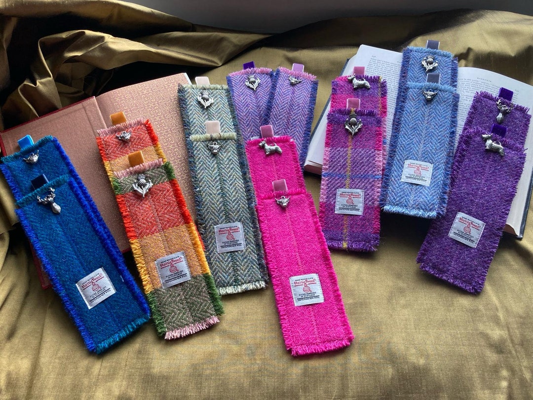 Scottish Bookmarks // Harris Tweed - Tartan Highland Cow, Thistle, Stag ...