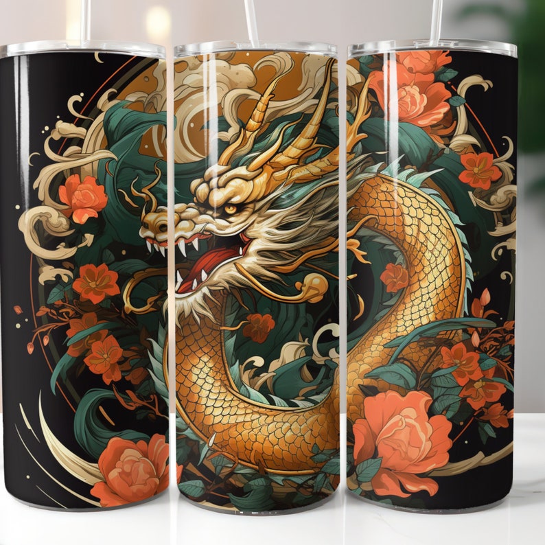 20 Ounce Skinny Straight Chinese Dragon Sublimation Design, Chinese New ...