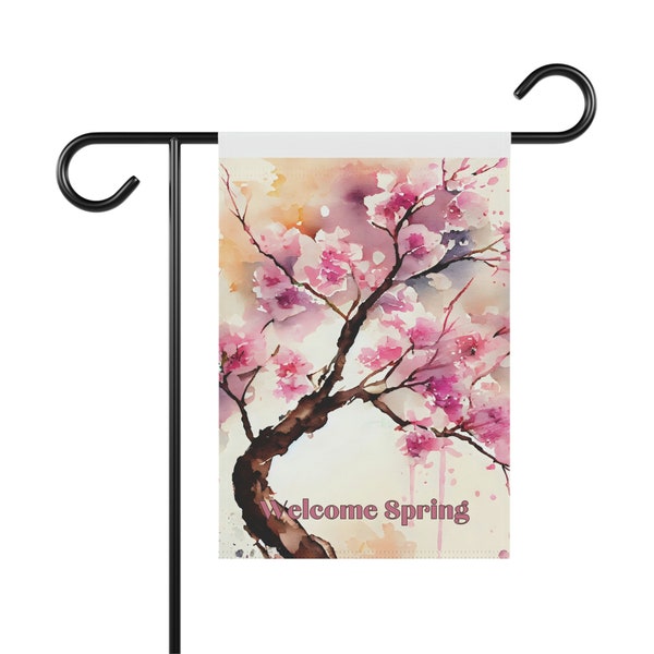 Cherry Blossom Garden Flag - Etsy