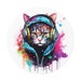 Headphones Sticker, Cat Music Sticker, Colorful Kitty Listening to ...