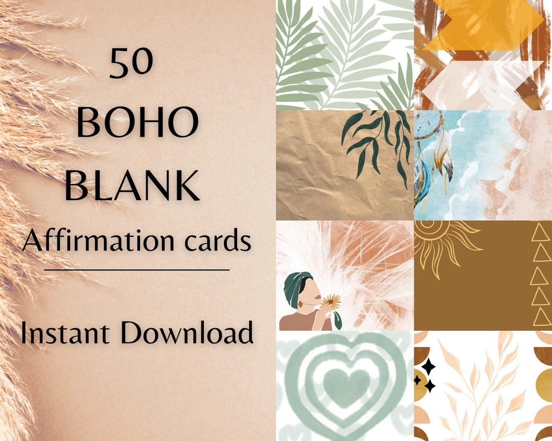50 Printable Blank Affirmation Cards Boho Affirmation Cards - Etsy ...