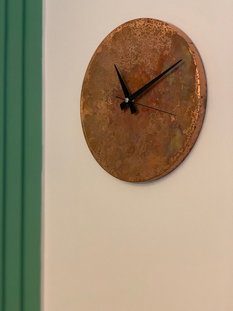 Handmade Rusted Minimalist Wall Clock Copper Patina Wall - Etsy