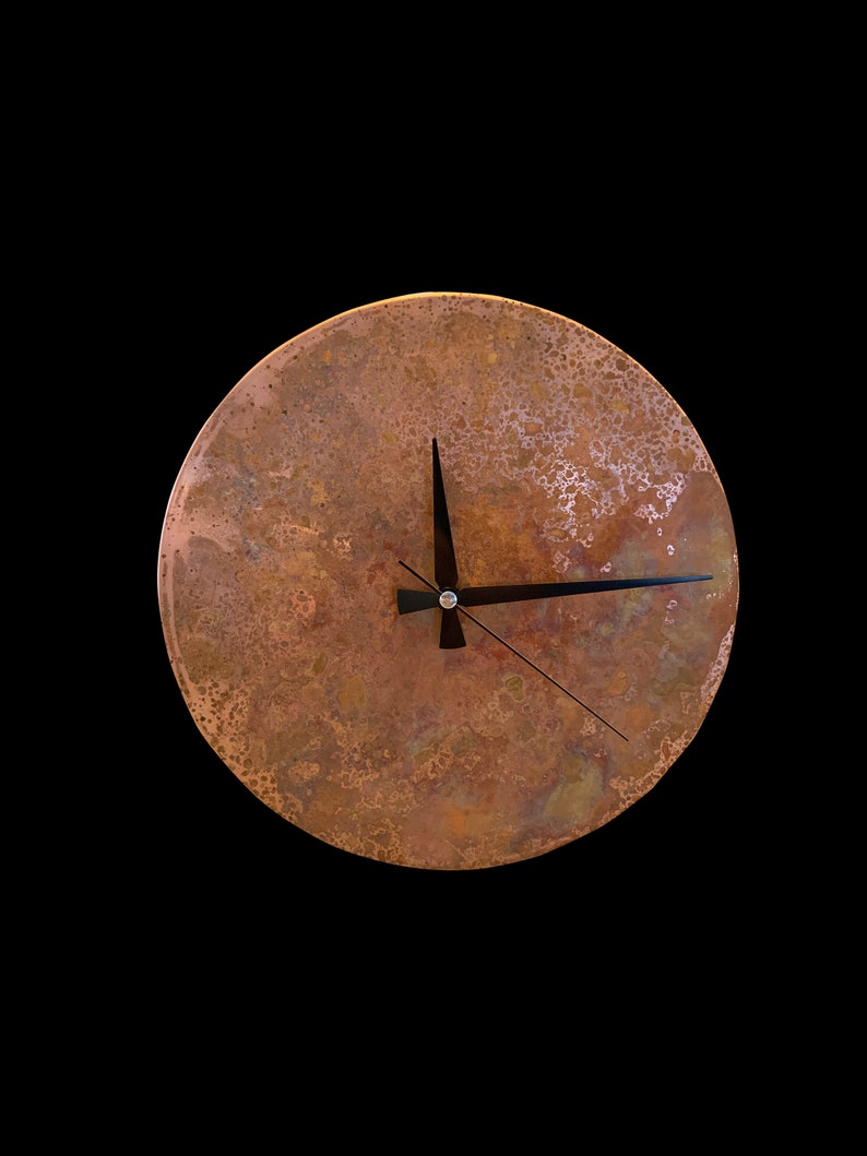 Handmade Rusted Minimalist Wall Clock Copper Patina Wall - Etsy
