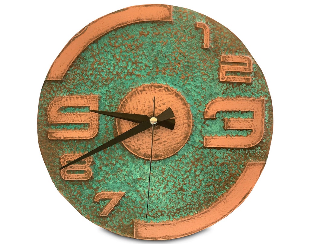 Handmade Rusted, Copper Patina Wall Clock, Oxidized Copper Wall Clock ...